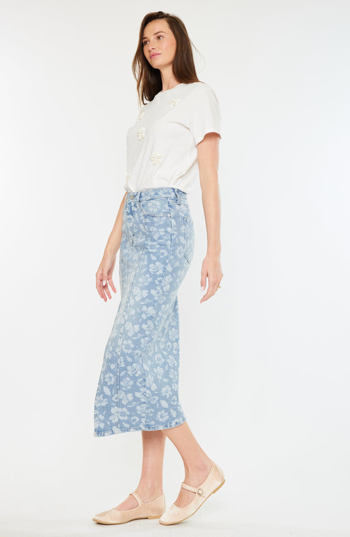 KANCAN Floral Print High-Rise Midi Skirt